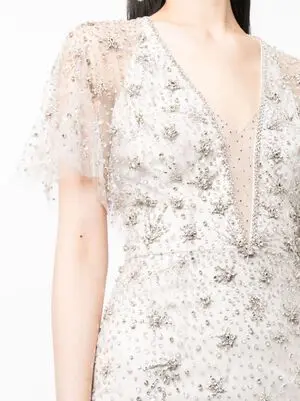 Jenny Packham Sofie Crystal-embellished Gown - Grey