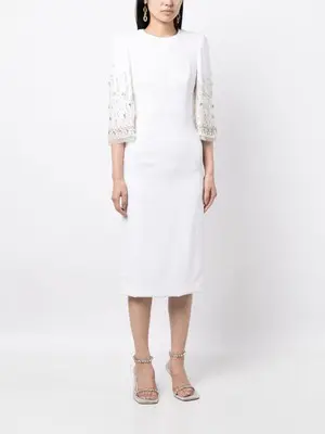 Jenny Packham Ebba Crystal-embellished Midi Dress - White