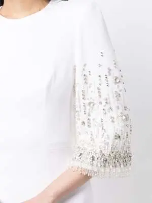 Jenny Packham Ebba Crystal-embellished Midi Dress - White
