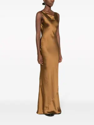 Norma Kamali Satin Finish Gown - Brown