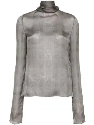 Saint Laurent Checked Blouse - Neutrals