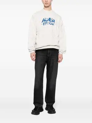 ADER ERROR Logo-embroidered Crinkled Sweatshirt - Neutrals
