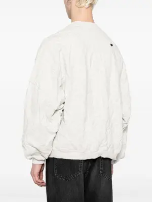 ADER ERROR Logo-embroidered Crinkled Sweatshirt - Neutrals