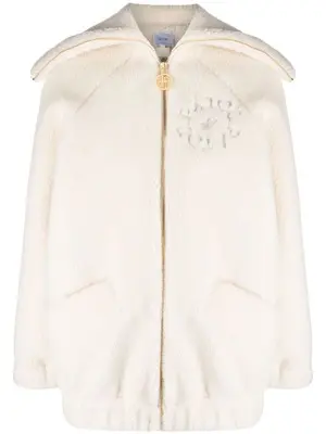 PATOU Logo-embroidered Fleece Jacket - Neutrals
