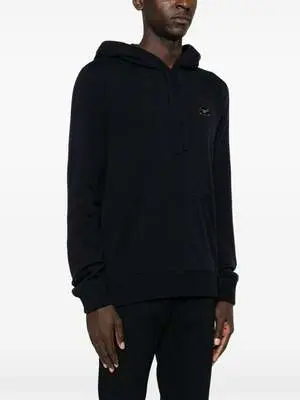 Dolce & Gabbana Logo-plaque Knitted Hoodie - Blue