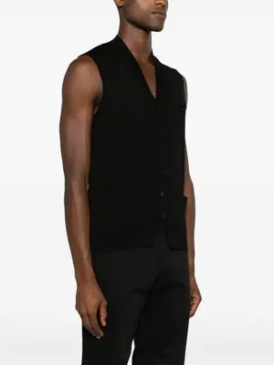 BALLANTYNE V-neck Wool Vest - Black