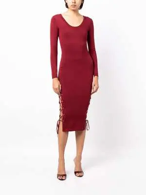 FLEUR DU MAL Lace-up Knit Midi Dress