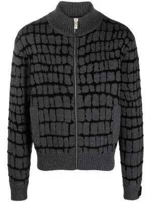 Versace Crocodile-jacquard Zip-up Sweatshirt