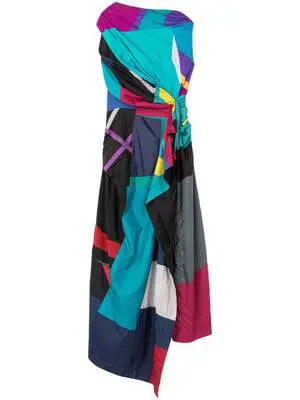 AZ FACTORY Geometric-print Asymmetric Dress - Blue