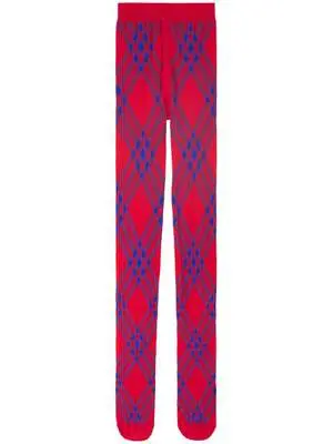 Burberry Check-pattern Wool Blend Tights - Red