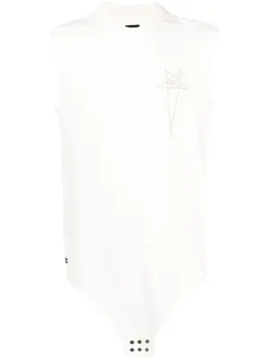Rick Owens Logo-embroidered Cotton Top - Neutrals