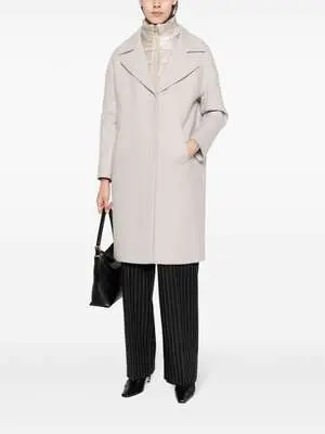 Herno Padded-bib Single-breasted Coat - Neutrals