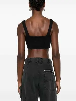 BARROW Smiley-face Jersey Fleece Cropped Top