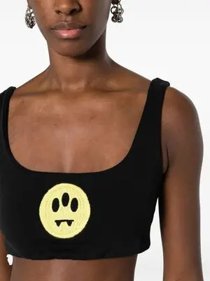BARROW Smiley-face Jersey Fleece Cropped Top