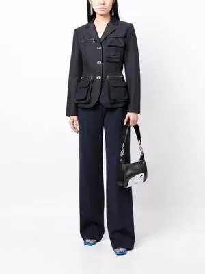 Off-White Wide-leg Virgin Wool-blend Trousers - Blue