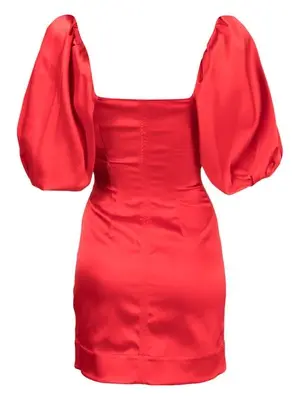 GANNI Double-satin Puff-sleeve Minidress