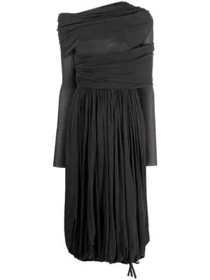 Philosophy Di Lorenzo Serafini Draped Long-sleeve Midi Dress - Grey