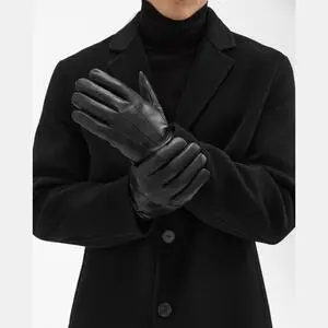 Theory Ribbed Cuff Leather Gloves