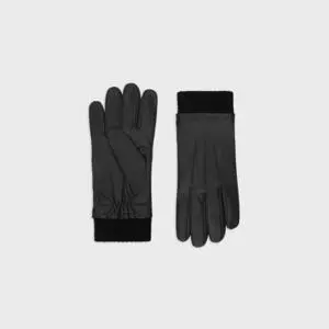 Theory Ribbed Cuff Leather Gloves