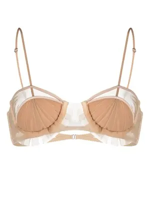 NENSI DOJAKA Panelled Semi-sheer Bra - Neutrals