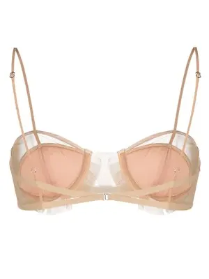 NENSI DOJAKA Panelled Semi-sheer Bra - Neutrals