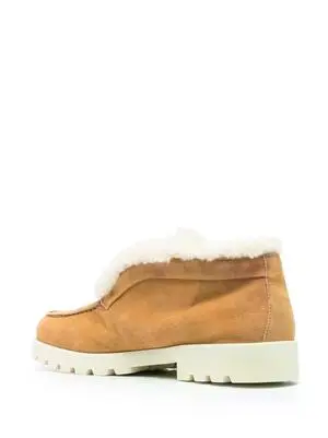 Santoni Shearling Suede Loafers