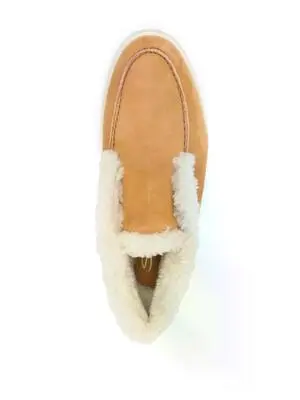 Santoni Shearling Suede Loafers