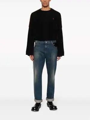 Balmain Leather-pocket Straight-leg Jeans