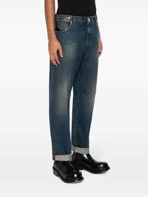 Balmain Leather-pocket Straight-leg Jeans