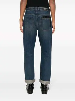 Balmain Leather-pocket Straight-leg Jeans