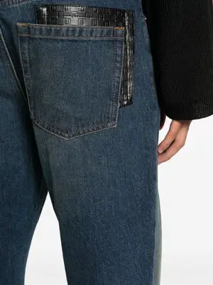 Balmain Leather-pocket Straight-leg Jeans