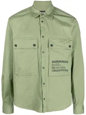 Dsquared2 Logo-detail Cotton Shirt - Green