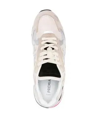 Premiata Sharky Logo-embossed Leather Sneakers - Neutrals