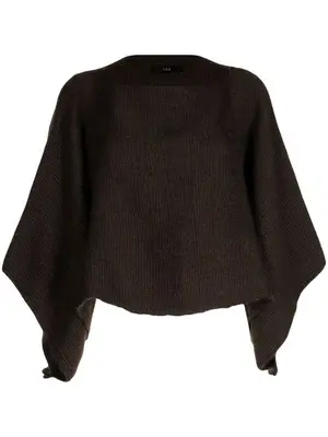 Voz Crew-neck Alpaca Wool Cape - Brown