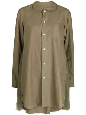 Comme Des Garçons Tulle-panel Asymmetric Shirt