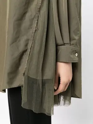 Comme Des Garçons Tulle-panel Asymmetric Shirt