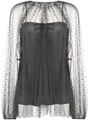 Red Valentino Polka-dot Tulle Blouse