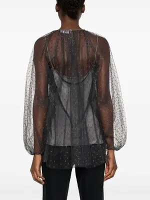 Red Valentino Polka-dot Tulle Blouse