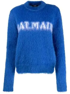 Balmain Logo-jacquard Jumper - Blue