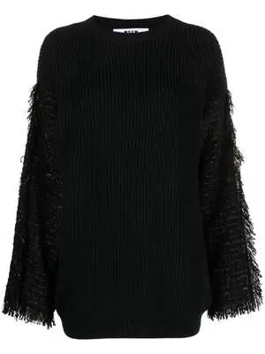 MSGM Frayed Detailing Ribbed-knit Jumper