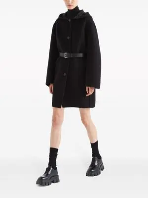 Prada Single-breasted Wool Coat - Black