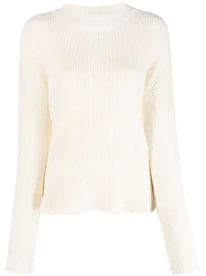 Chloé Peplum-hem Ribbed-knit Jumper - Neutrals