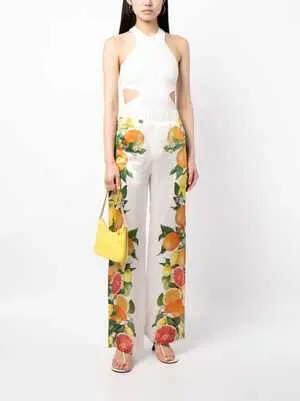 Stella McCartney Fruit-print Silk Palazzo Trousers