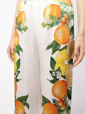 Stella McCartney Fruit-print Silk Palazzo Trousers