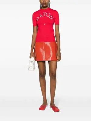 PATOU Intarsia Knit Logo Top - Red