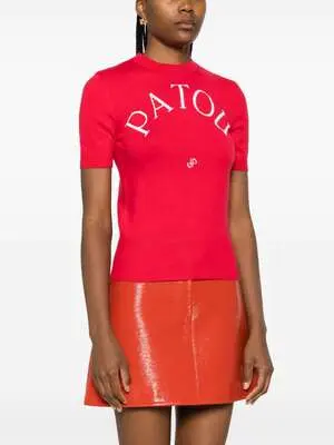 PATOU Intarsia Knit Logo Top - Red