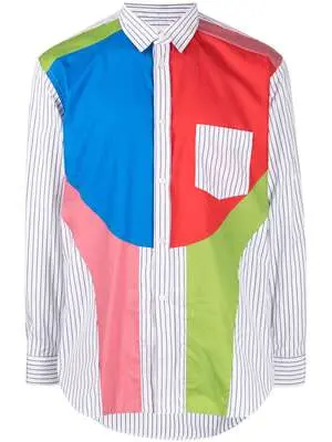 Comme Des Garçons Colour-block Striped Cotton Shirt