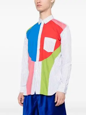 Comme Des Garçons Colour-block Striped Cotton Shirt
