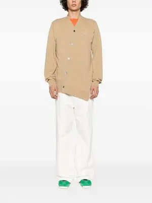 Comme Des Garçons X Lacoste Asymmetric Wool Cardigan - Brown