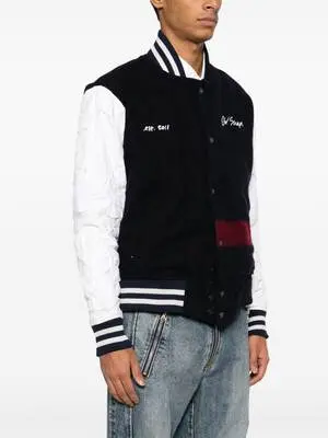 GREG LAUREN Slogan-embroidered Bomber Jacket - Blue